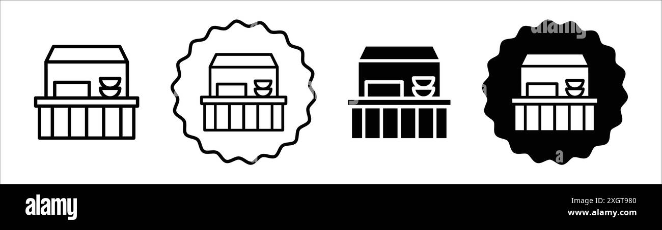 Stall icon logo sign vector outline in black and white color Stock ...