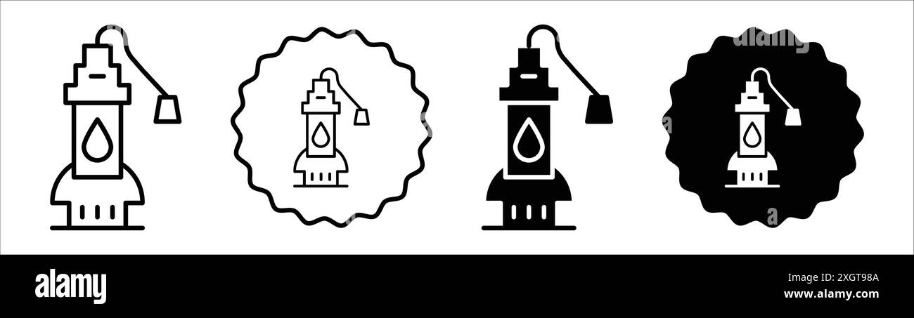 Sump pump icon logo sign vector outline in black and white color Stock ...