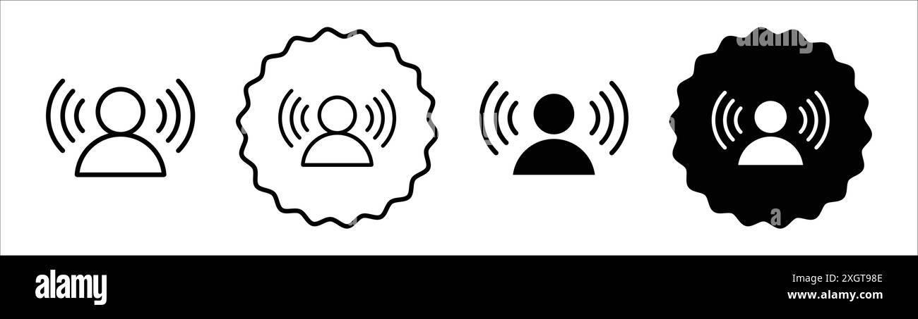 Motion sensor icon logo sign vector outline in black and white color ...