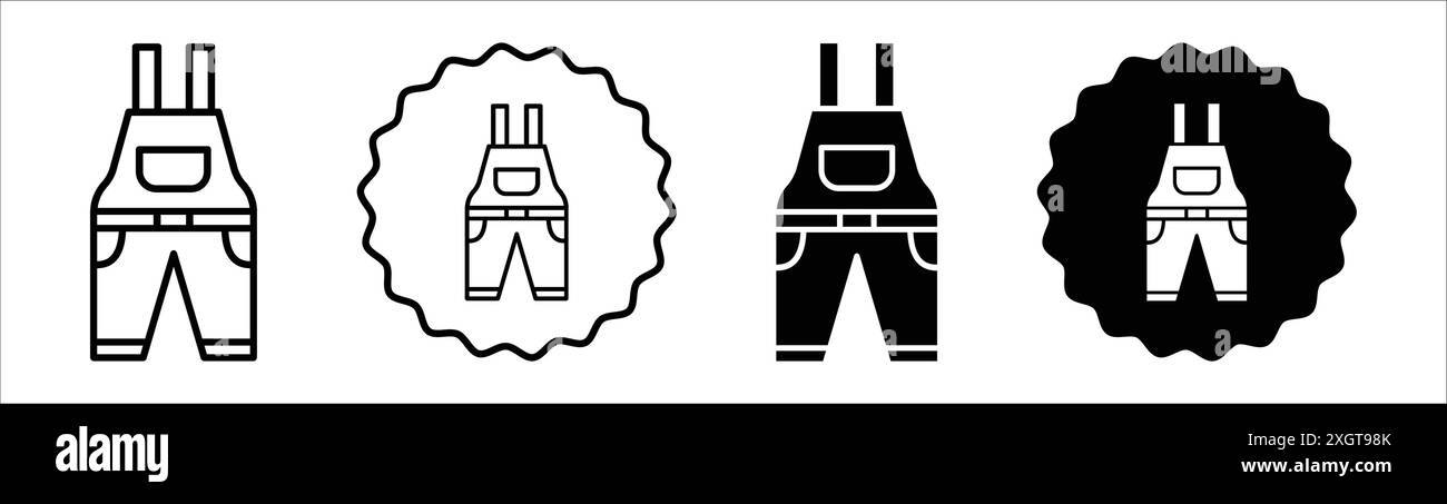 Overall Icon logo sign vector outline in black and white color Stock ...