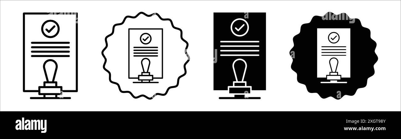 Permit Icon Logo Sign Vector Outline In Black And White Color Stock