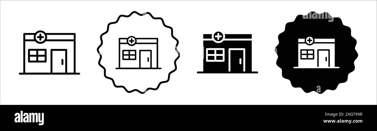 Pharmacy icon logo sign vector outline in black and white color Stock ...