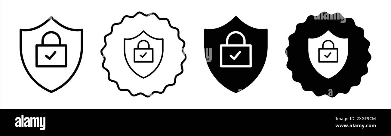 Protection icon logo sign vector outline in black and white color Stock ...