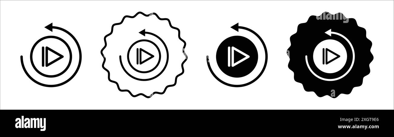 Playback icon logo sign vector outline in black and white color Stock ...