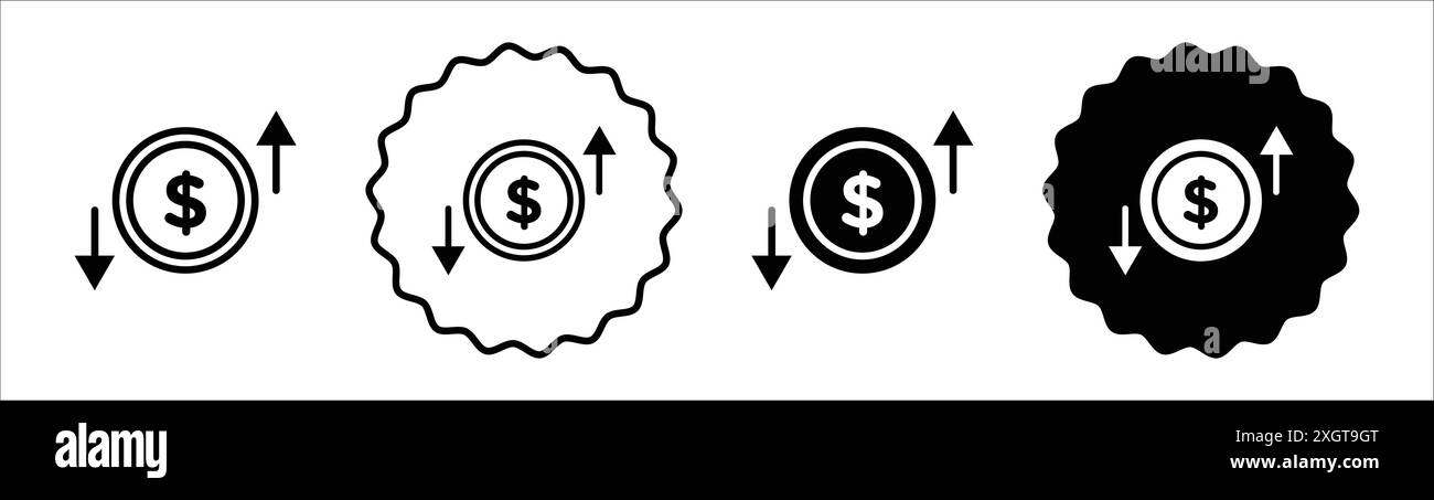 Operating profit loss icon logo sign vector outline in black and white ...