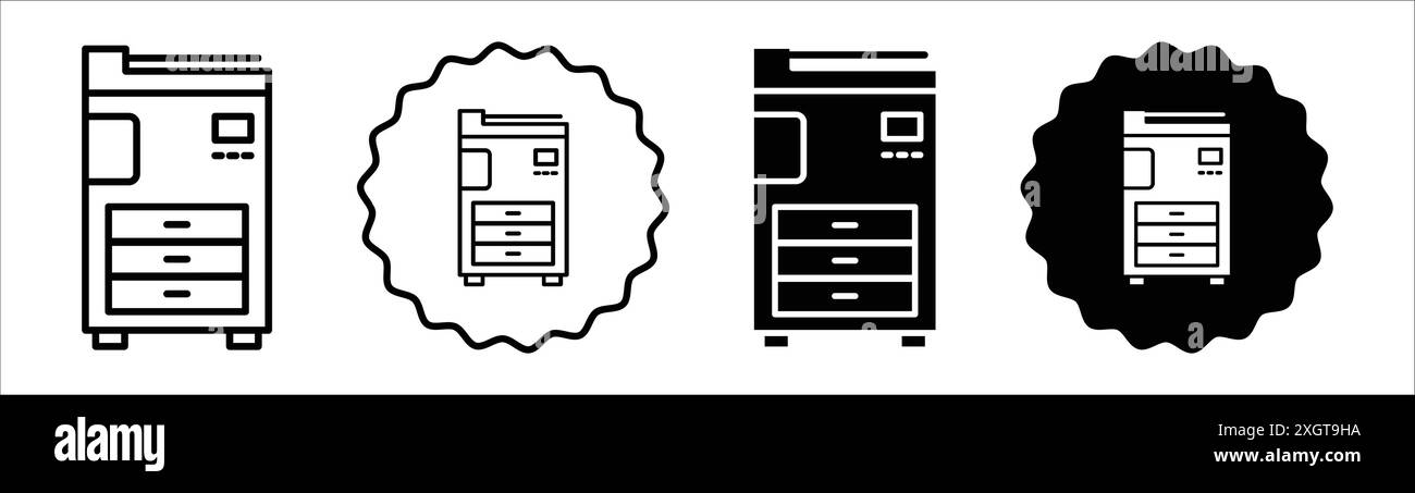Office printer icon logo sign vector outline in black and white color ...