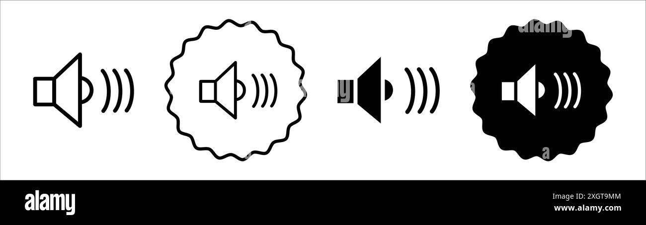 Sound effect icon logo sign vector outline in black and white color ...