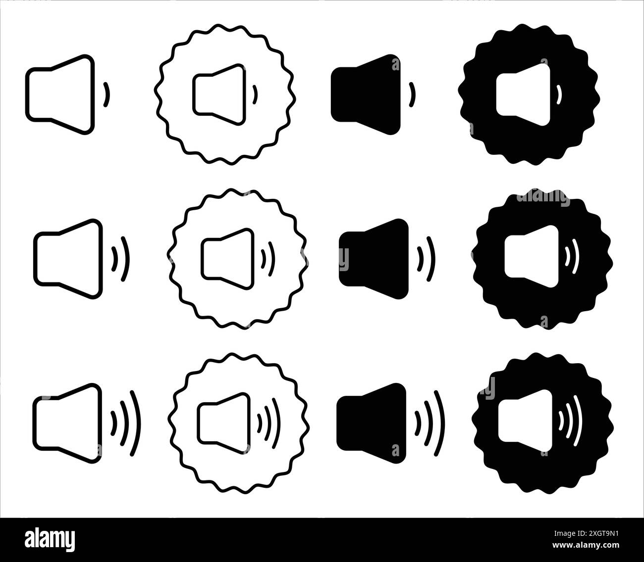 Speaker volume icon logo sign vector outline in black and white color ...