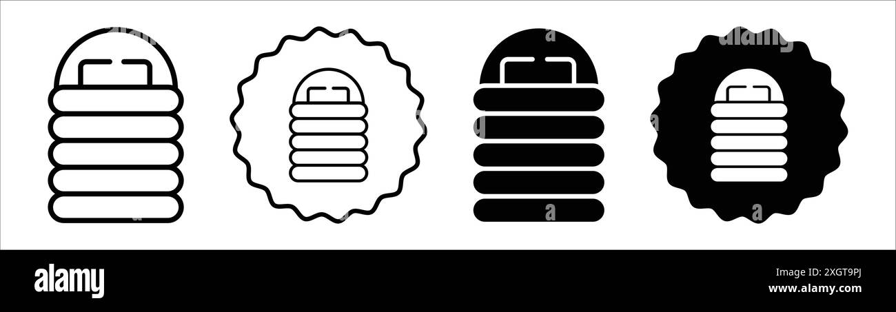 Sleeping bag icon logo sign vector outline in black and white color ...