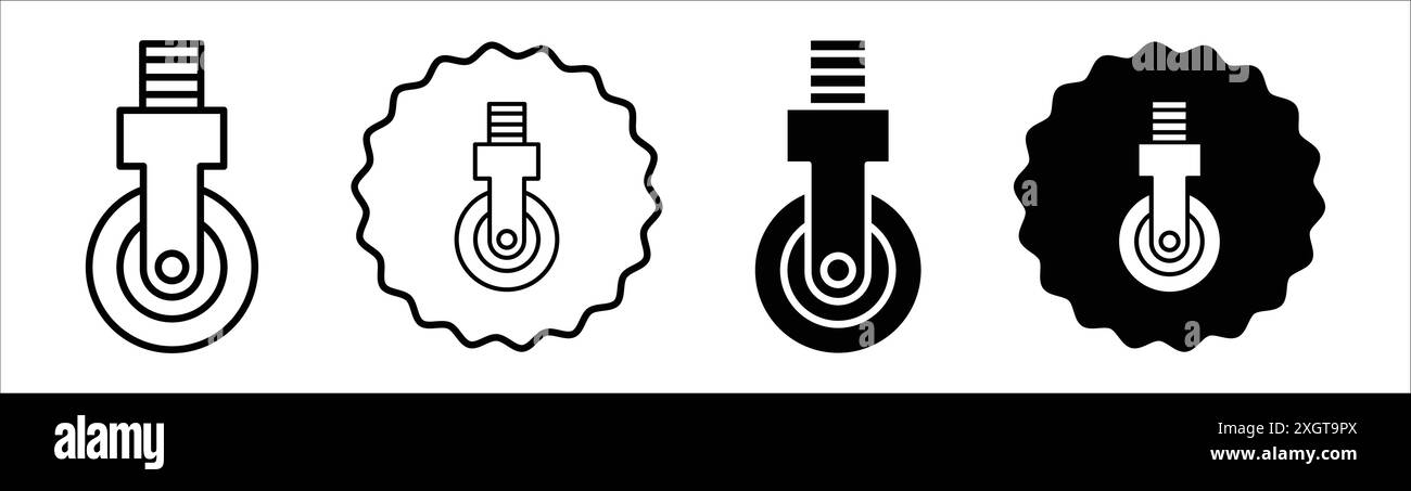 Swivel caster icon logo sign vector outline in black and white color ...