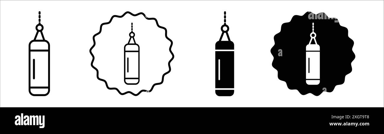 Punching bag icon logo sign vector outline in black and white color ...