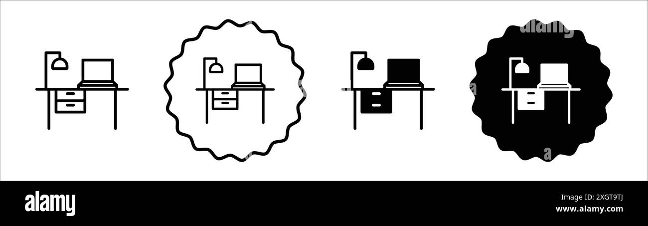 Study table icon logo sign vector outline in black and white color ...