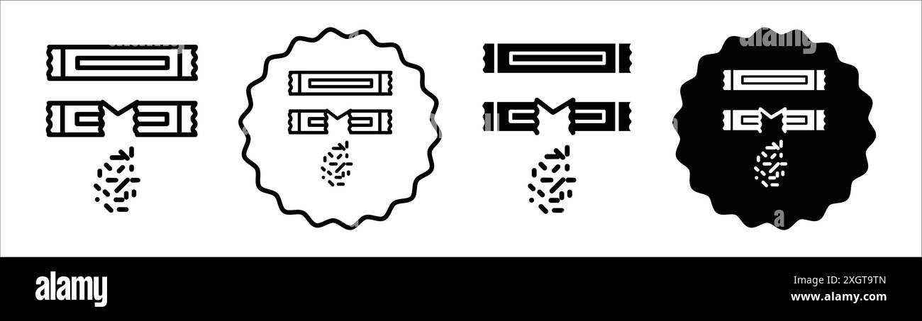 Ripped packet sugar icon logo sign vector outline in black and white ...