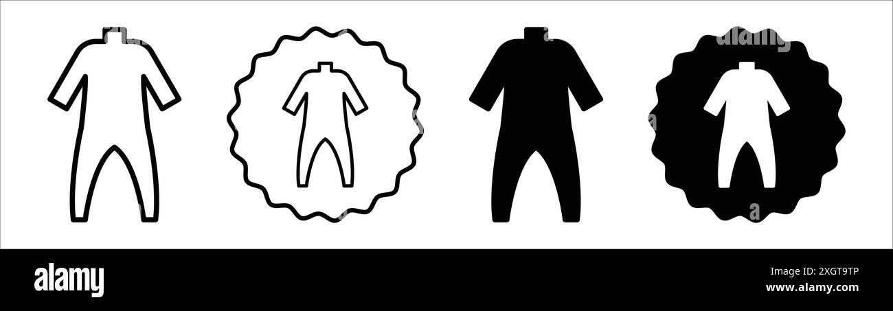 Wetsuit icon logo sign vector outline in black and white color Stock ...