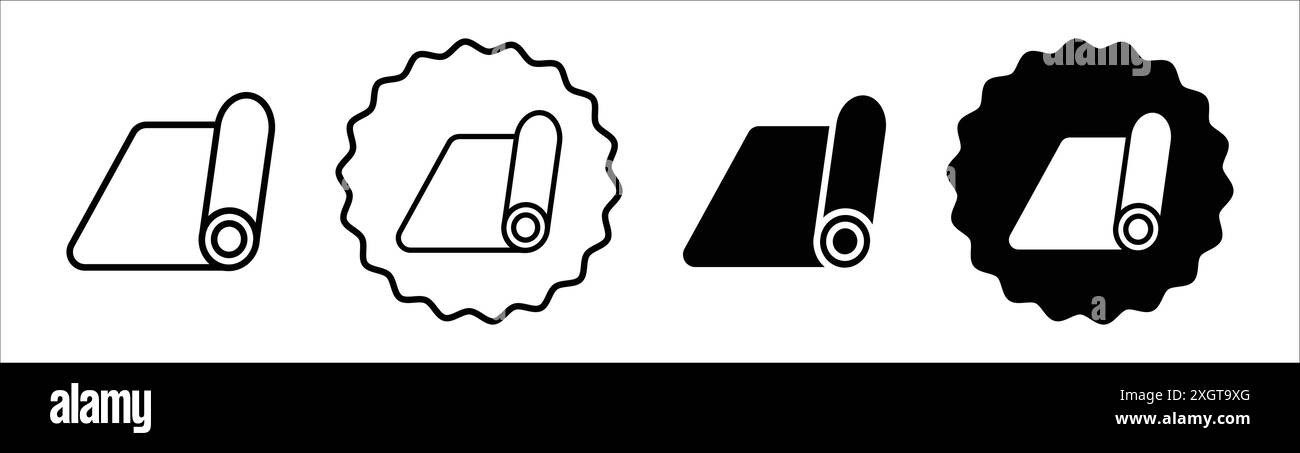 Yoga mat icon logo sign vector outline in black and white color Stock ...