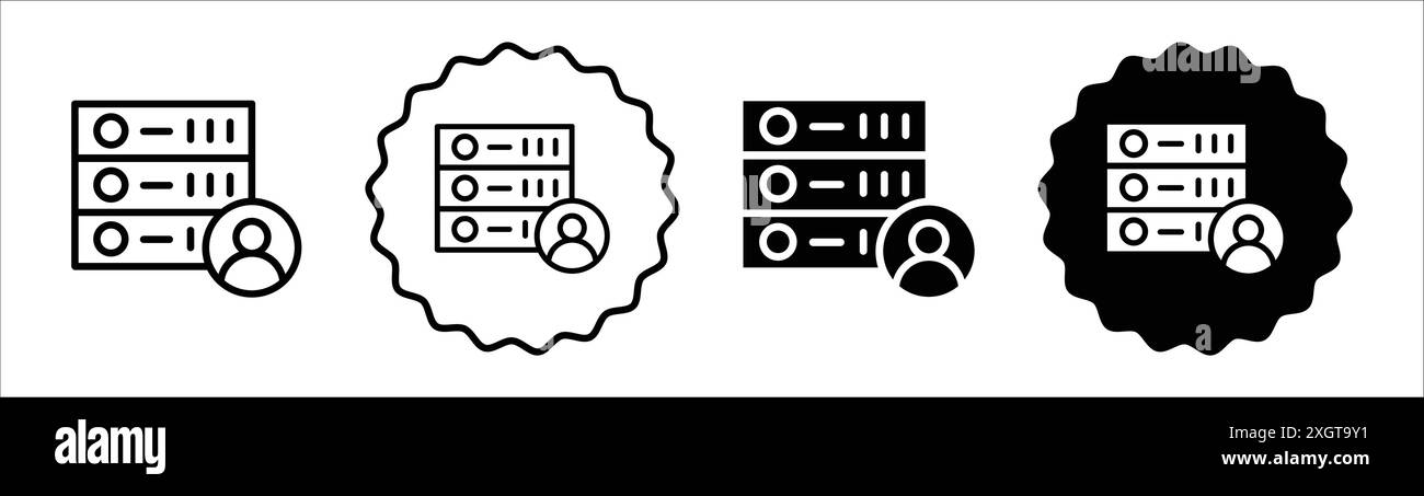 Shared hosting icon logo sign vector outline in black and white color ...