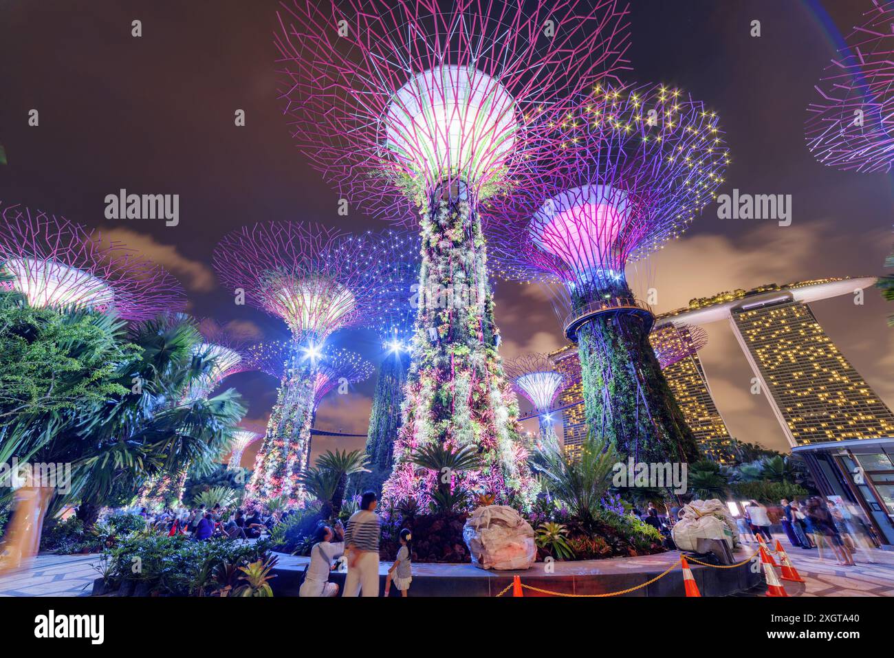 Singapore - February 18, 2017: Fabulous night bottom view of the ...