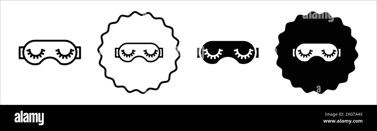 Sleep mask icon logo sign vector outline in black and white color Stock ...