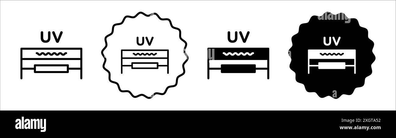 UV disinfection lamp icon logo sign vector outline in black and white color Stock Vector Image ...