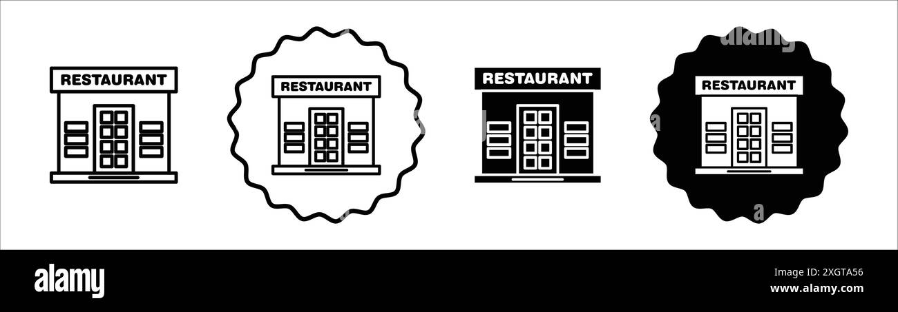 Restaurant icon logo sign vector outline in black and white color Stock ...