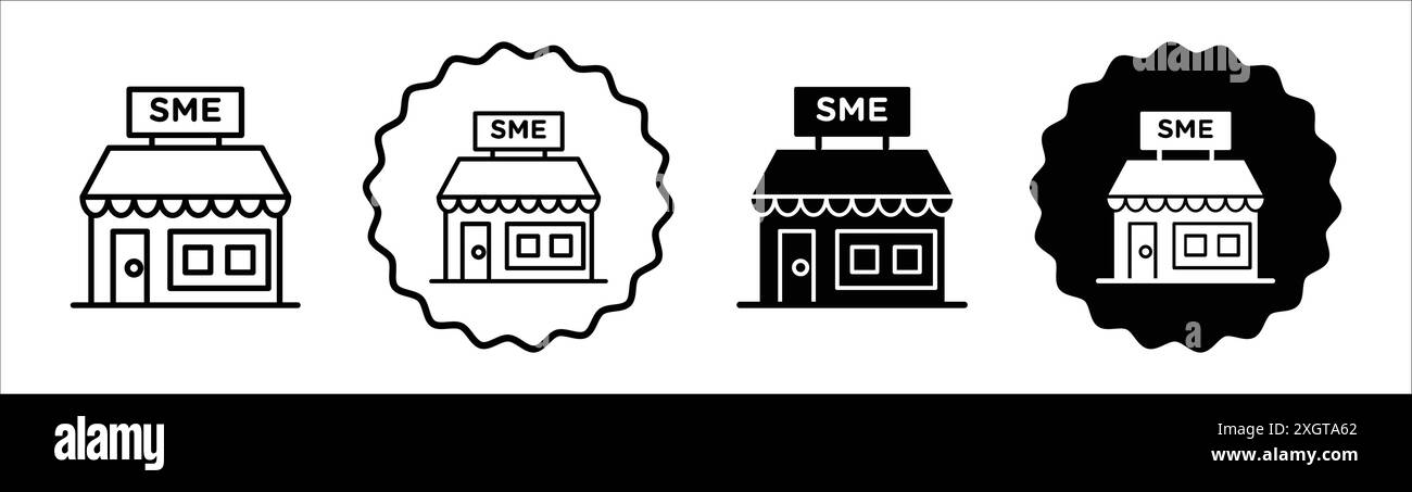 SME icon logo sign vector outline in black and white color Stock Vector ...