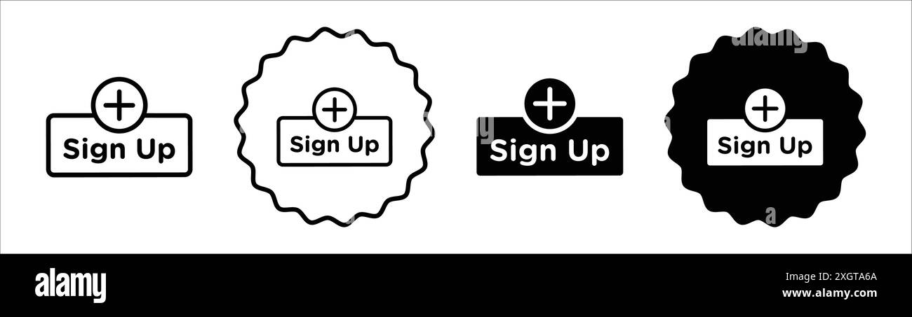 Signup icon logo sign vector outline in black and white color Stock ...