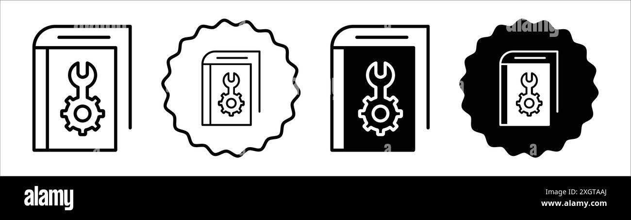 User guide book icon logo sign vector outline in black and white color ...