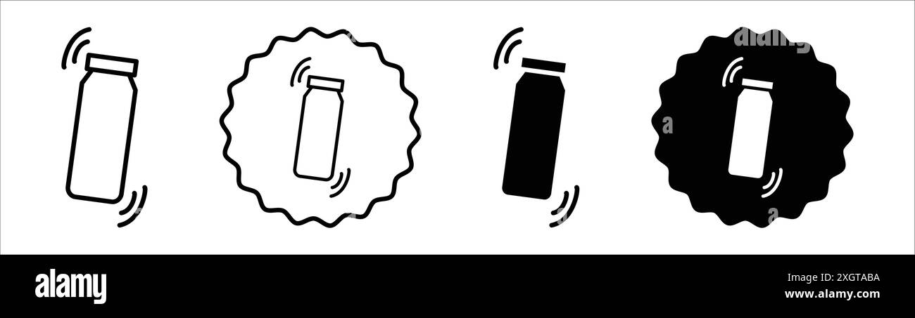 Shake well icon logo sign vector outline in black and white color Stock ...