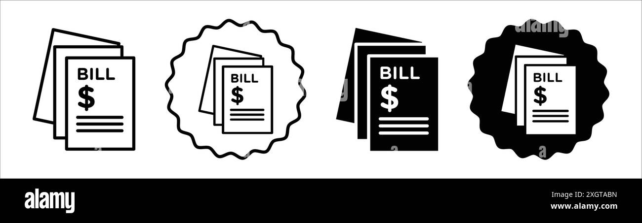 Stack of bills icon logo sign vector outline in black and white color ...