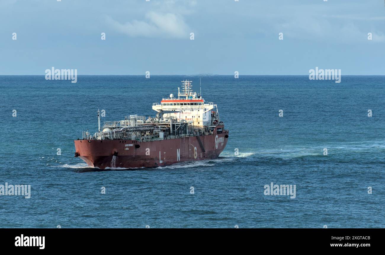 San Juan, PR - Dec 23, 2023: Natural gas ship with VPOWER Group logo ...