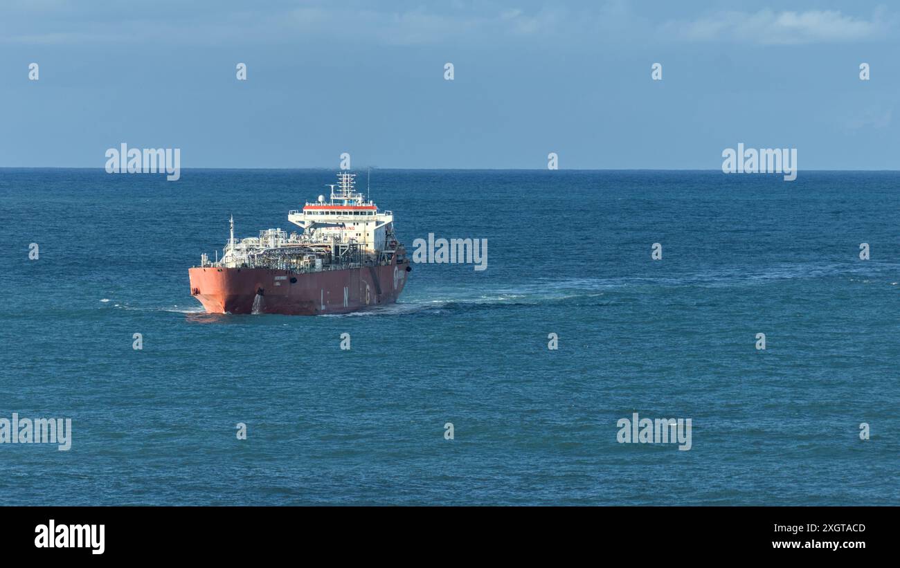 San Juan, PR - Dec 23, 2023: Natural gas ship with VPOWER Group logo ...