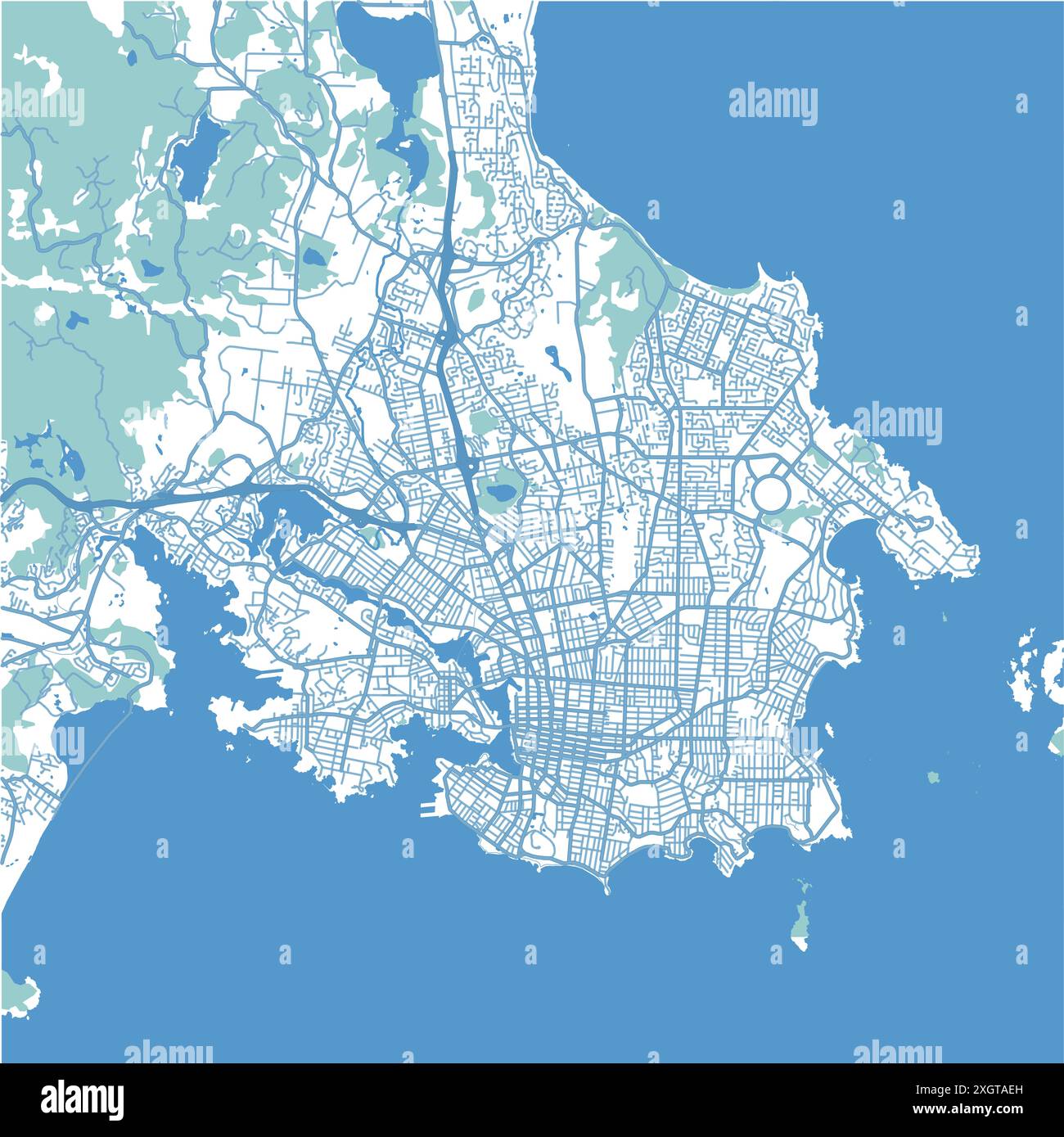 Map of Victoria in Canada in blue. Contains layered vector with roads ...