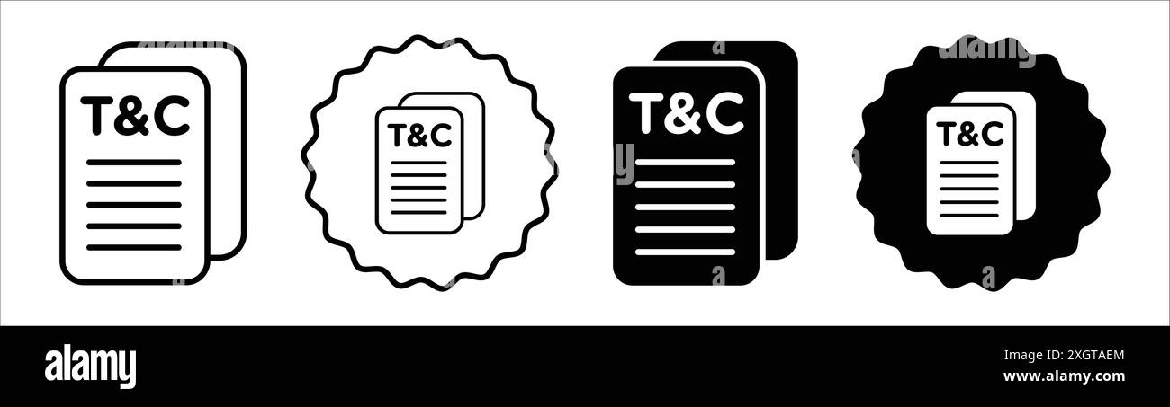 Terms and Conditions Icon logo sign vector outline in black and white ...
