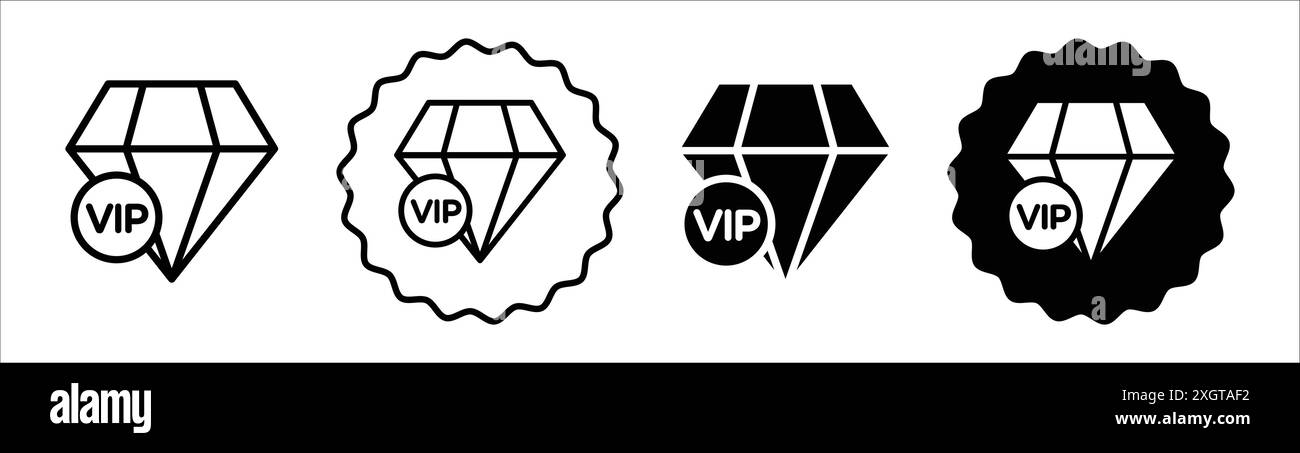 VIP icon logo sign vector outline in black and white color Stock Vector ...