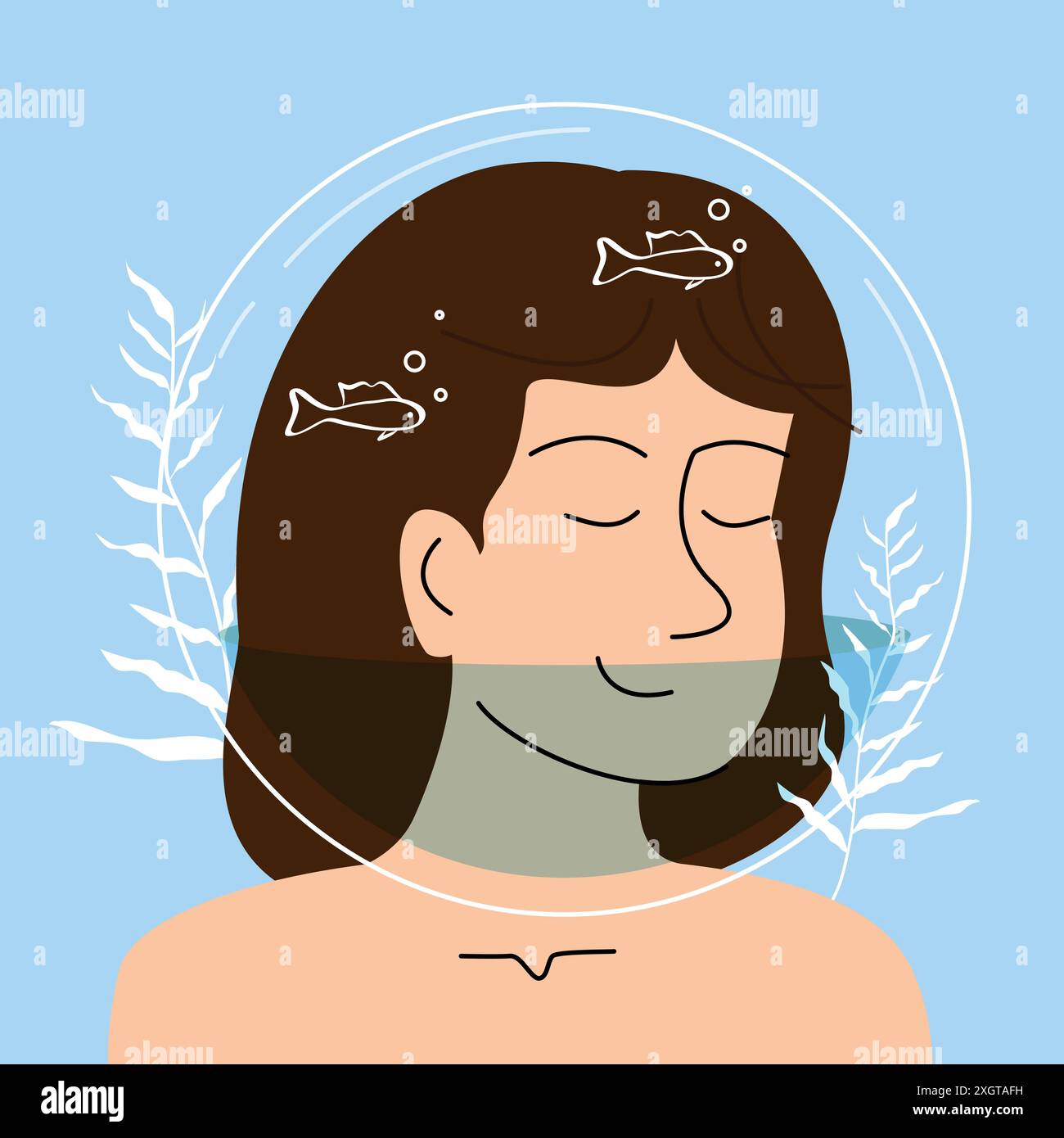 Woman mental health psychology vector illustration. 2d cartoon ...