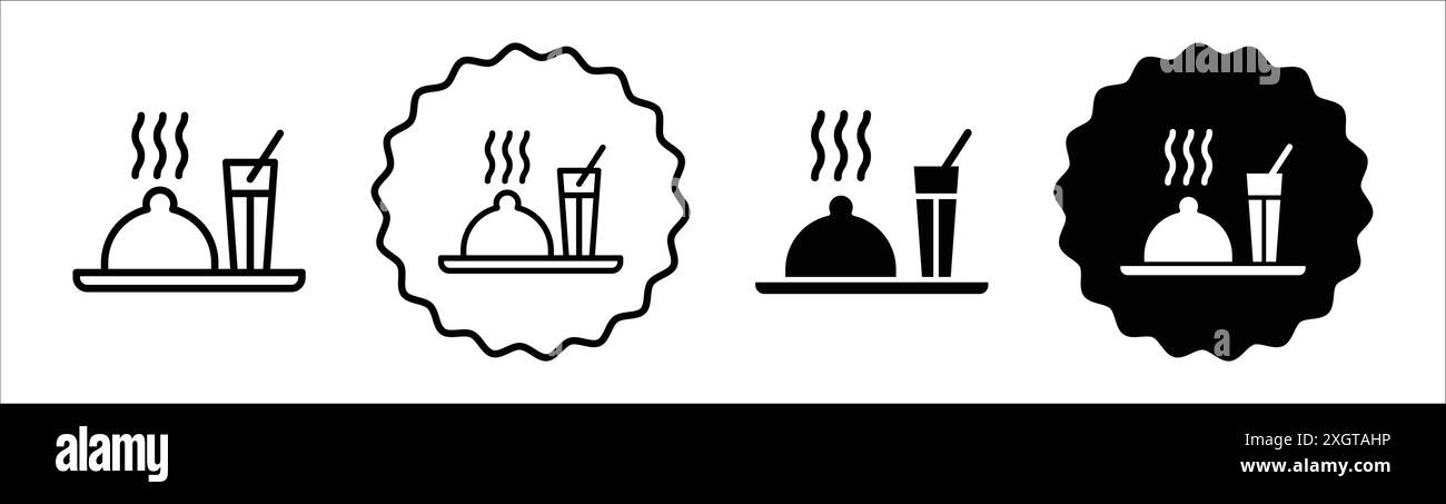 Tray of food icon logo sign vector outline in black and white color ...