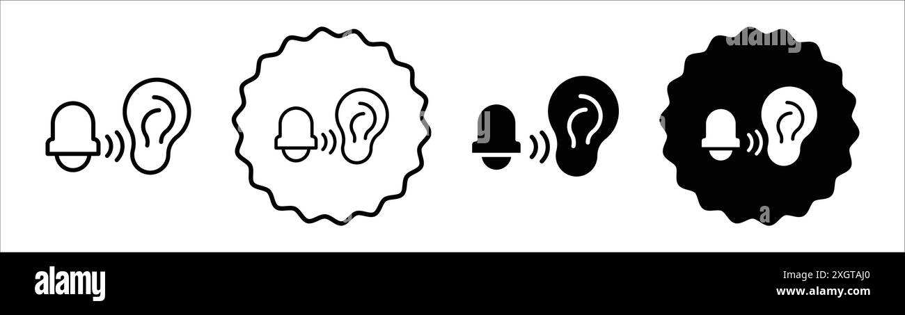 Tinnitus awareness icon logo sign vector outline in black and white ...