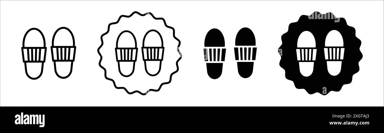 Slippers icon logo sign vector outline in black and white color Stock ...