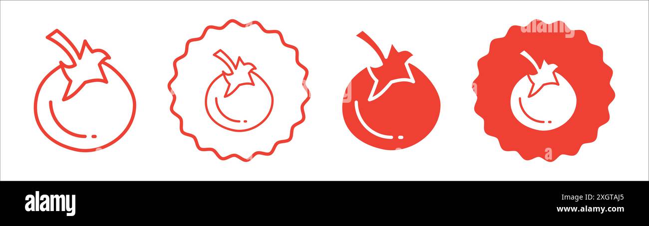 Tomato icon logo sign vector outline in black and white color Stock ...