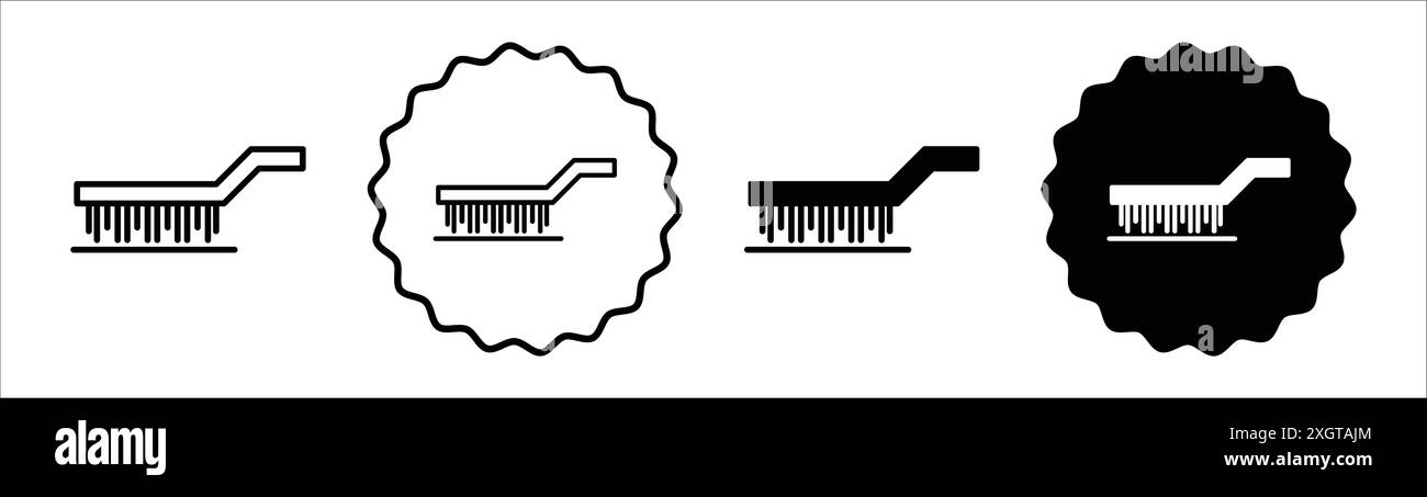 Wire brush icon logo sign vector outline in black and white color Stock ...