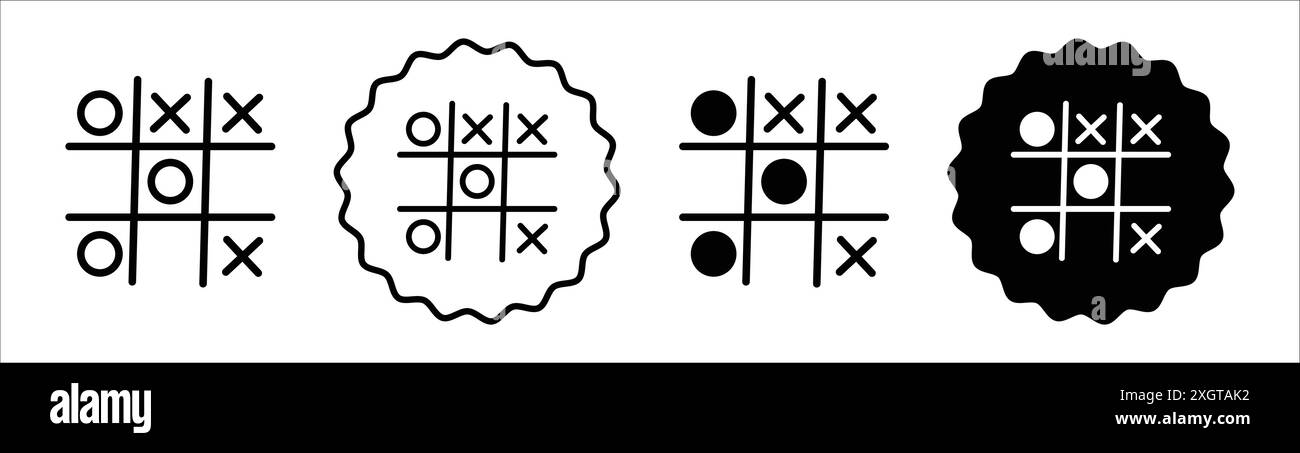 Tic tac toe icon logo sign vector outline in black and white color ...