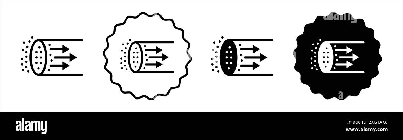 Suction process icon logo sign vector outline in black and white color ...