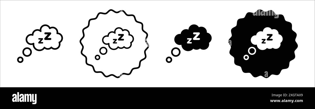 Zzz icon logo sign vector outline in black and white color Stock Vector ...
