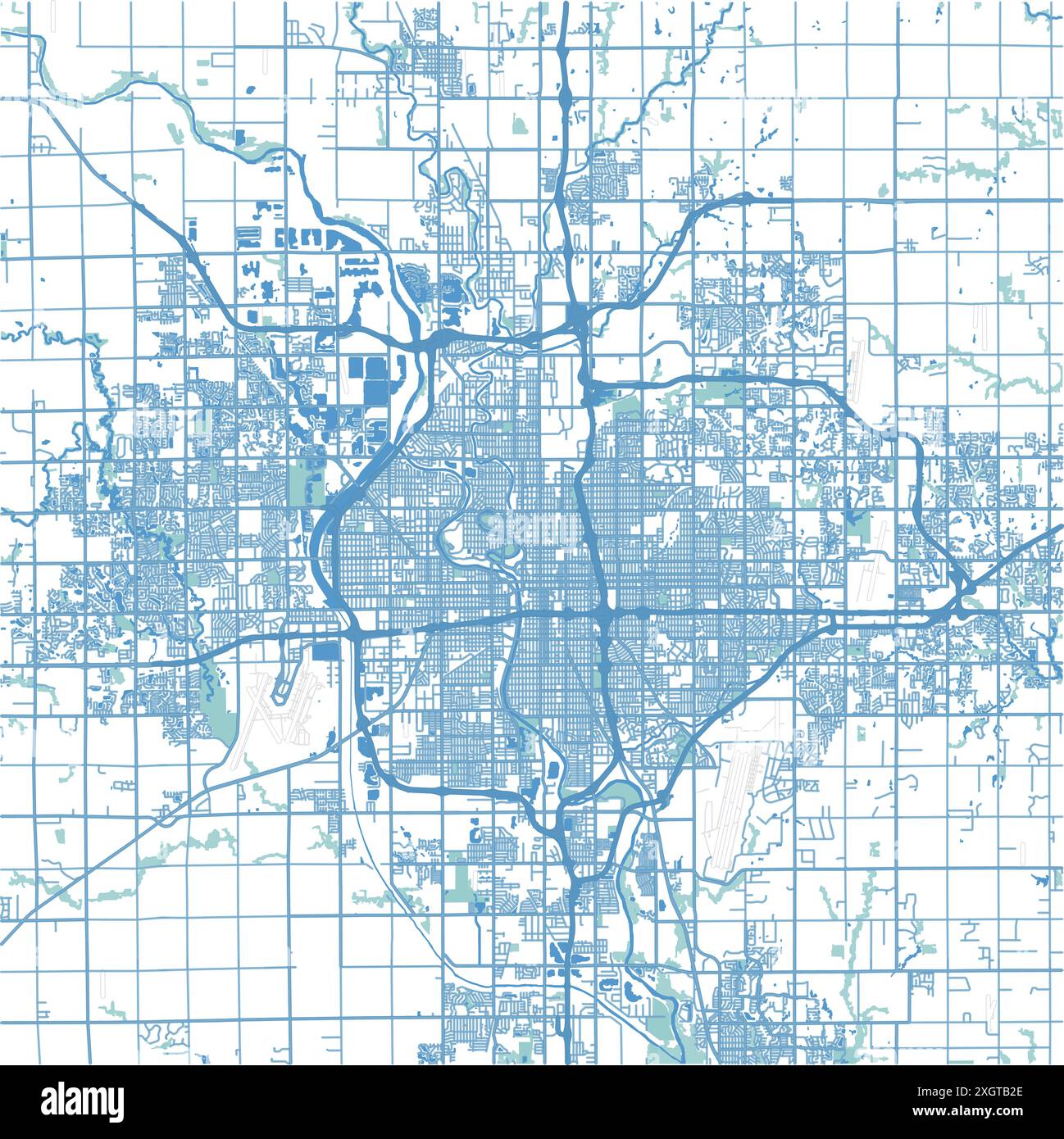 Wichita Highway Map Wichita, Kansas Inner Metro Landscape Map