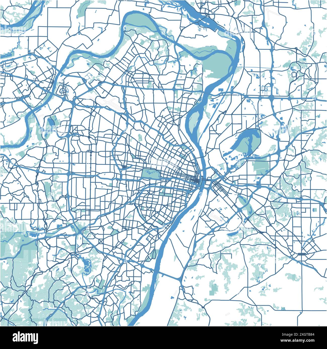 Map of St. Louis in Missouri in blue. Contains layered vector with ...