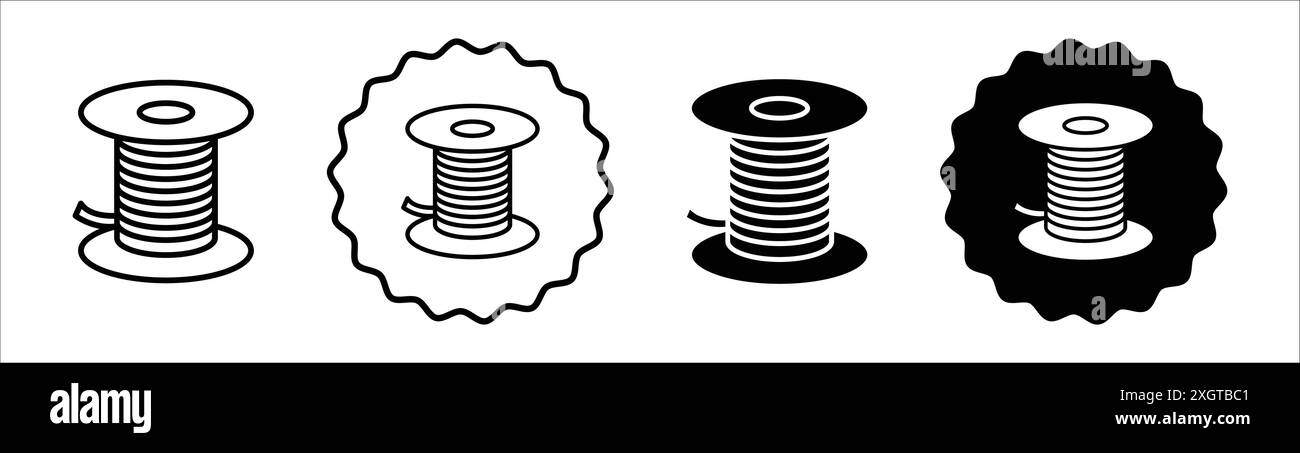 Wire icon logo sign vector outline in black and white color Stock ...