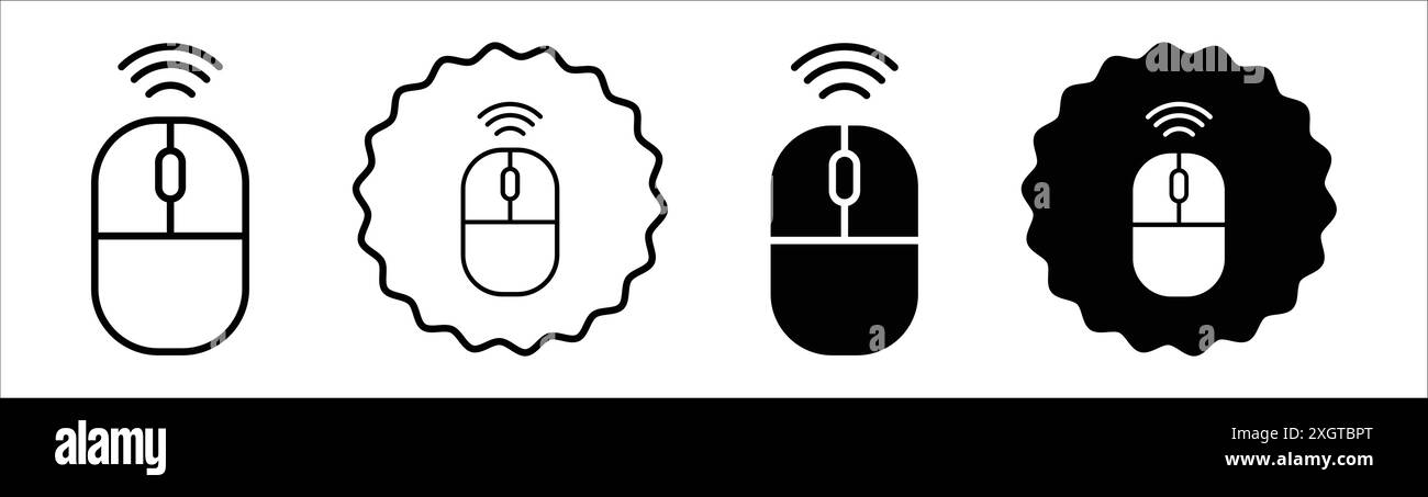Wireless mouse icon logo sign vector outline in black and white color ...
