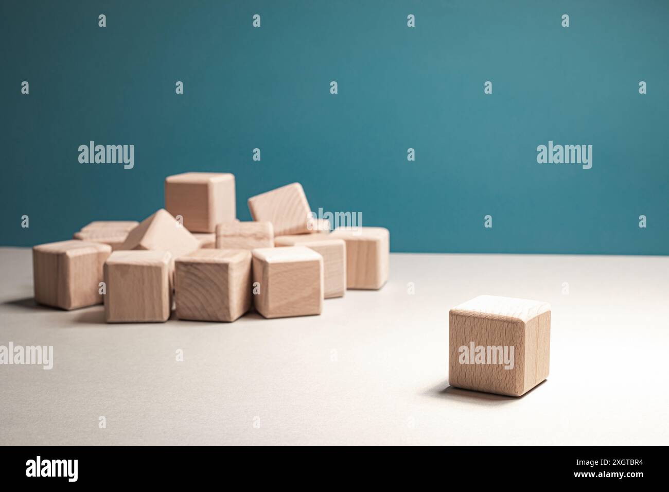 A Single Wooden Block Standing Apart From a Group. Business Stand Out ...