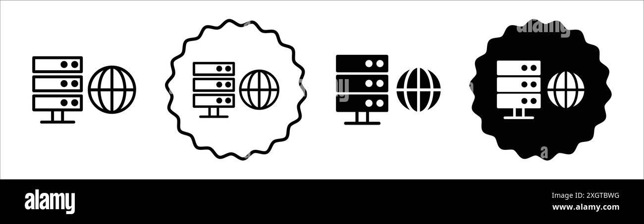 Web server icon logo sign vector outline in black and white color Stock ...