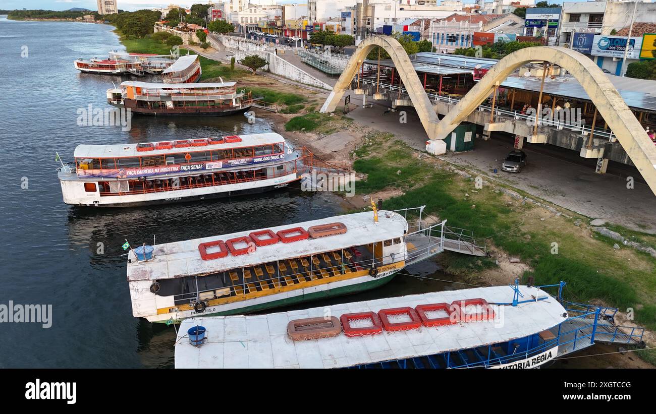 juazeiro, bahia, brazil - july 6, 2024: view of boats on the bank of ...